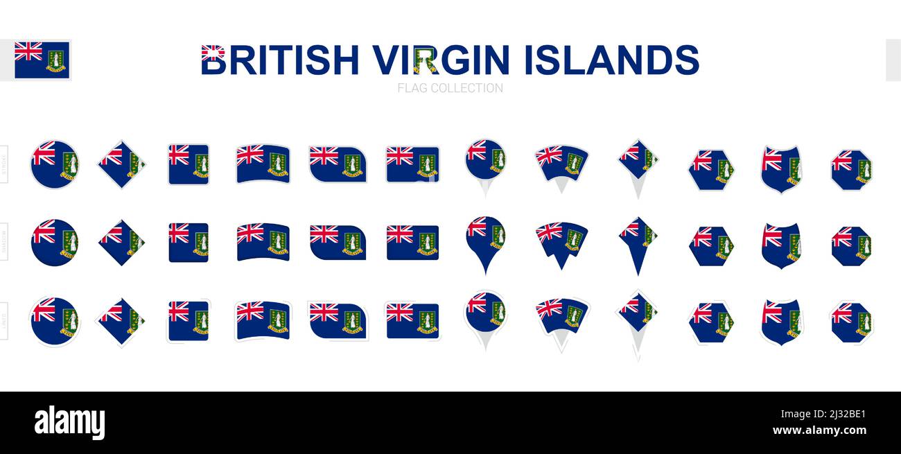 Large collection of British Virgin Islands flags of various shapes and ...