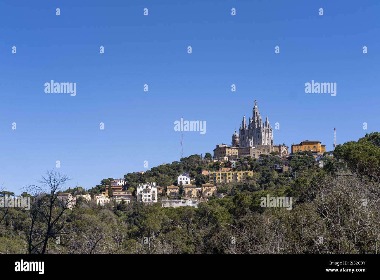 Temple of the Sacred Heart of Jesus on Tibidabo mountain in the ...