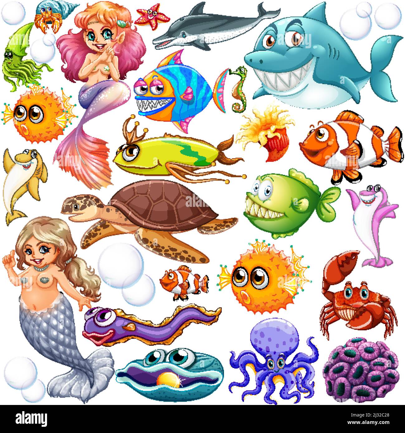 Different types of sea animals illustration Stock Vector Image & Art ...