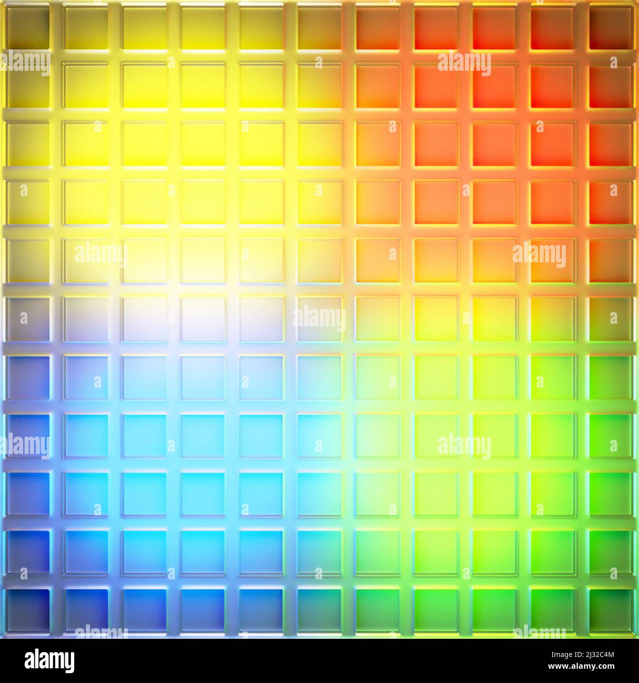 3d illustration of rows of colorful polygones. Parallelogram pattern ...