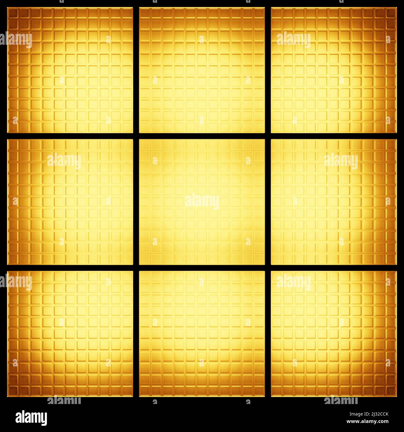 3d illustration of rows of yellow polygones. Parallelogram pattern ...