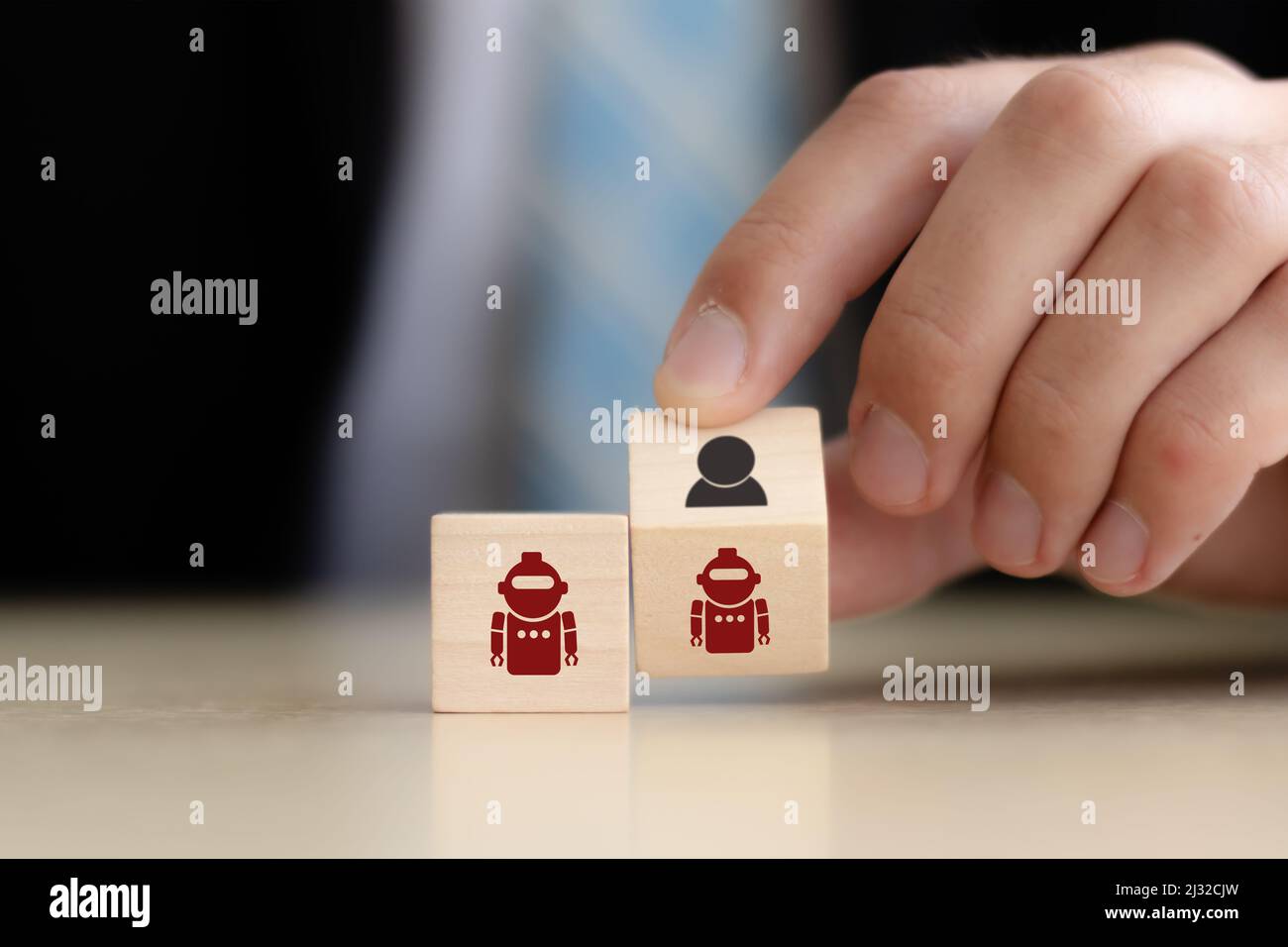 Human vs Robots concept. Technological revolution. Unemployment in the ...