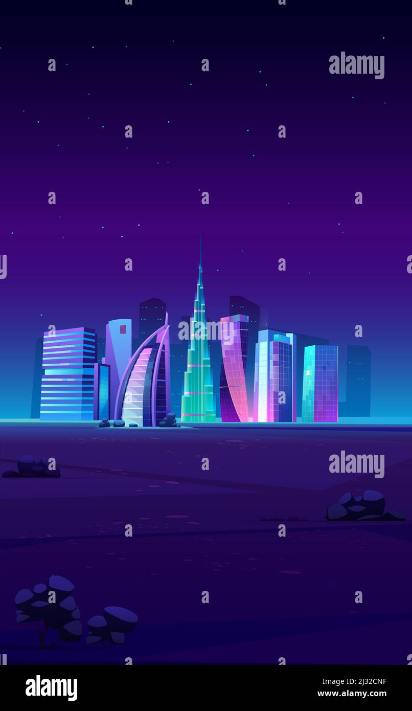 FEBRUARY 15, 2020. Cartoon vector illustration Burj Khalifa, Burj al ...