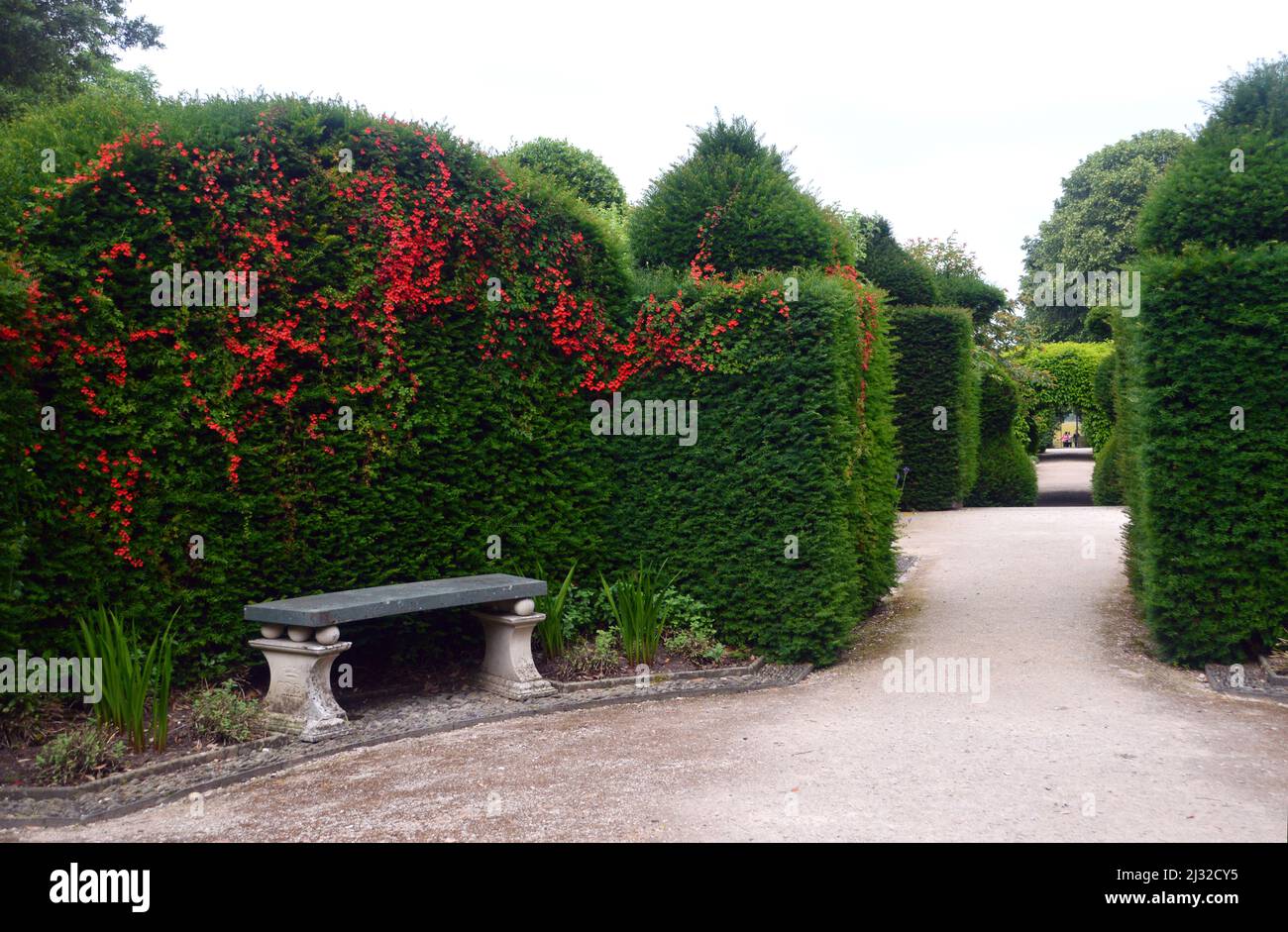 Stone & Slate Seat in the Elliptical Garden at Holker Hall & Gardens ...