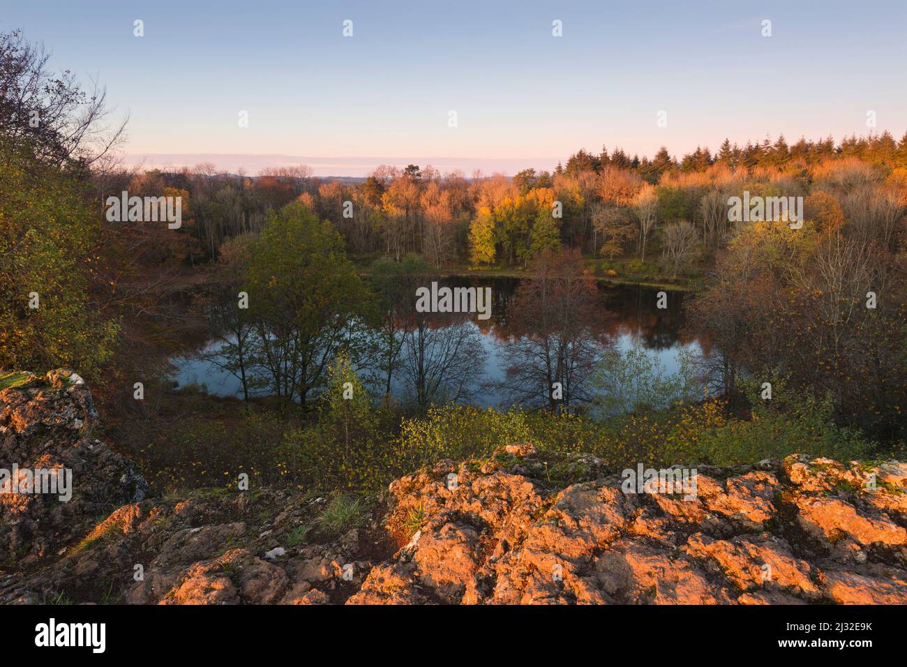 Windsborn crater lake on the Mosenberg, near Bettenfeld, Eifel ...