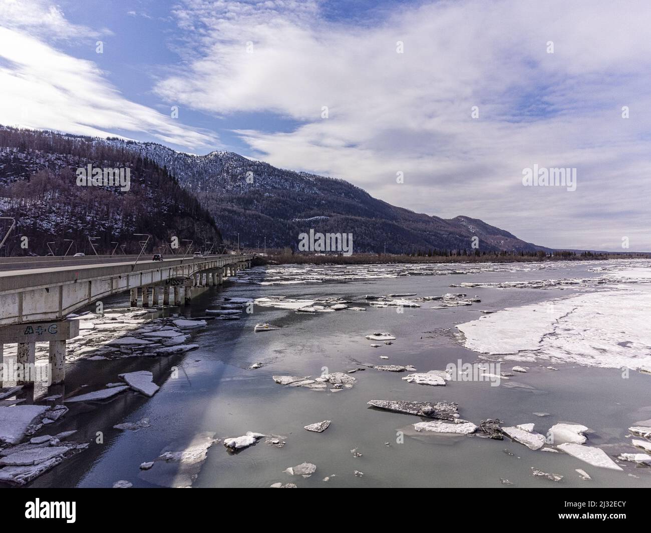 Aerial of Spring Breakup on the Knick River, between Anchorage and ...