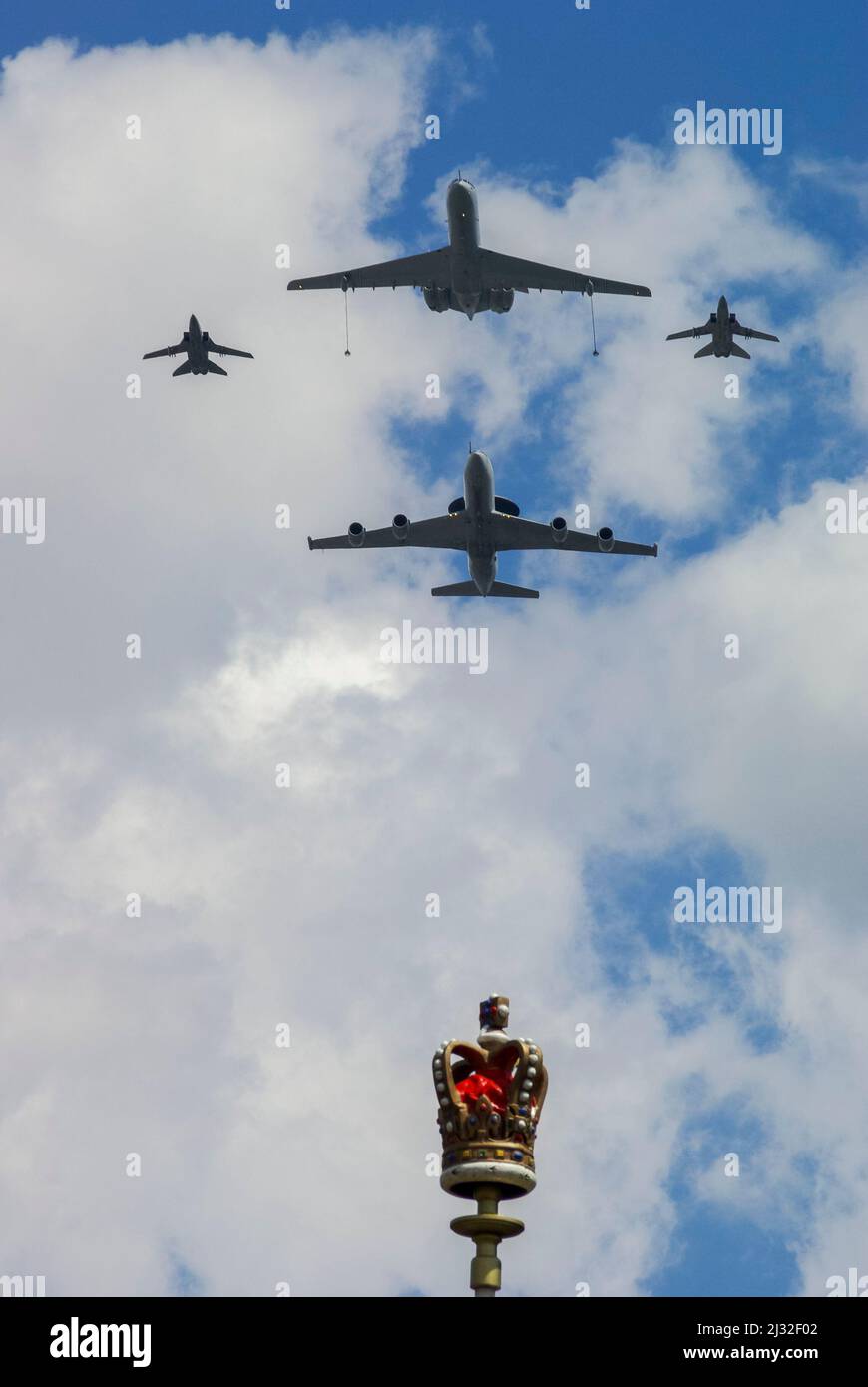 RAF planes in the Queen's Birthday Flypast over The Mall, London, after ...
