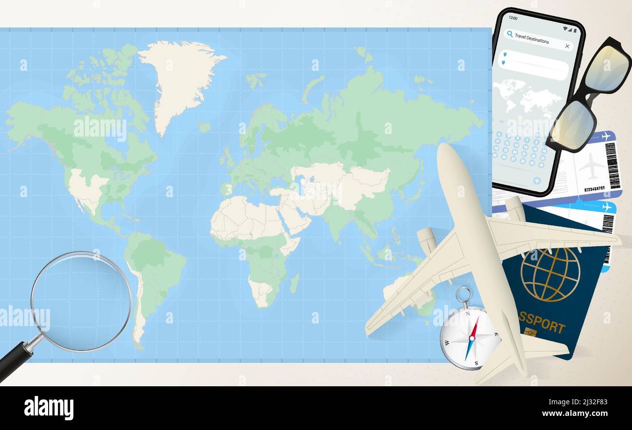 Illustration of a trip around the world. Layout of a journey in ...