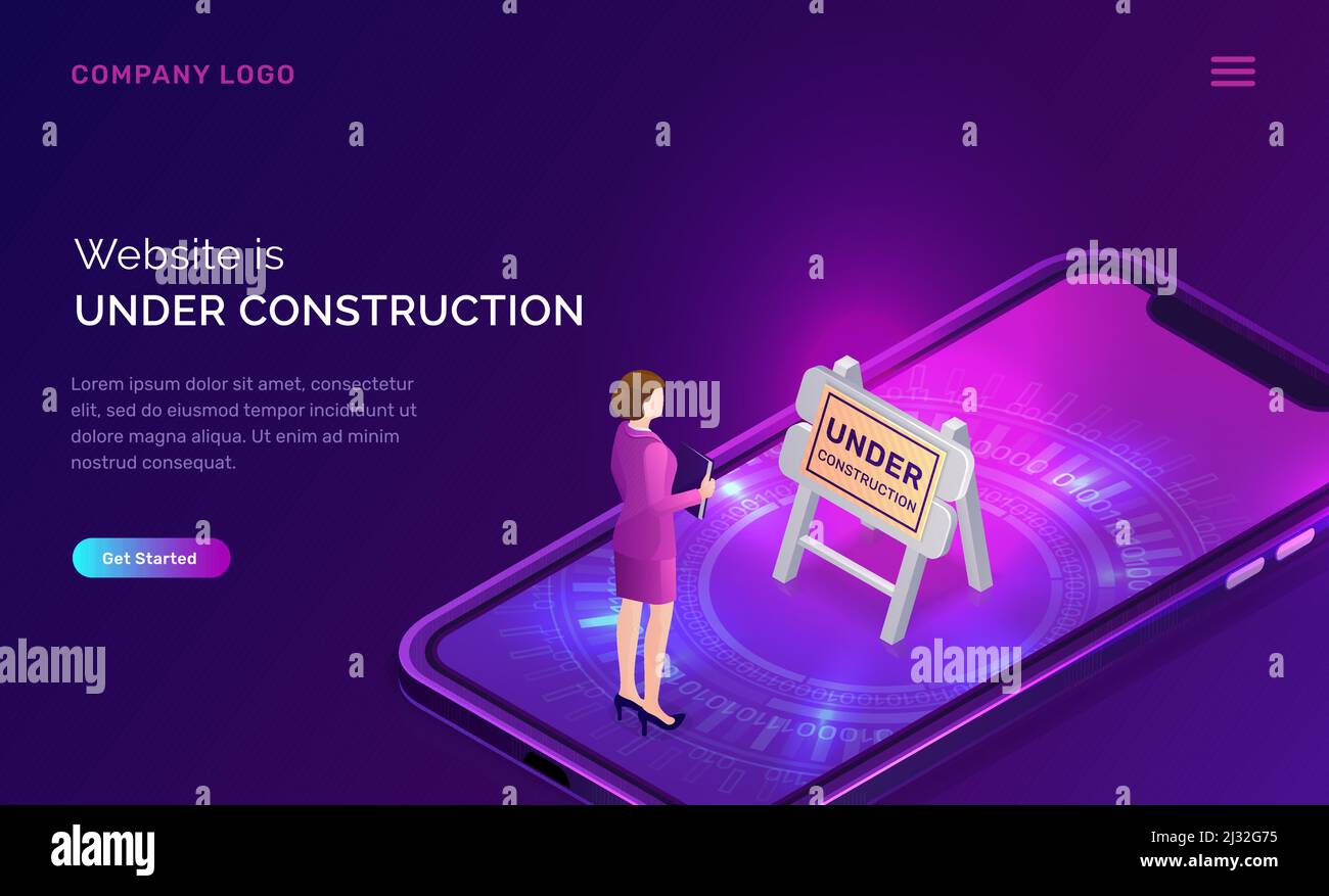 Website under construction, maintenance work or error page isometric ...