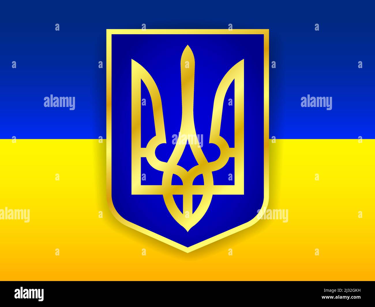 Ukrainian symbols. Coat of arms of Ukraine on the background of the ...