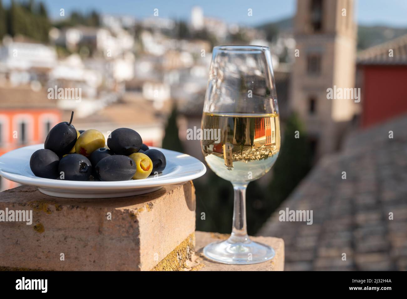 Tasting of Spanish sweet and dry fortified Vino de Jerez sherry wine ...