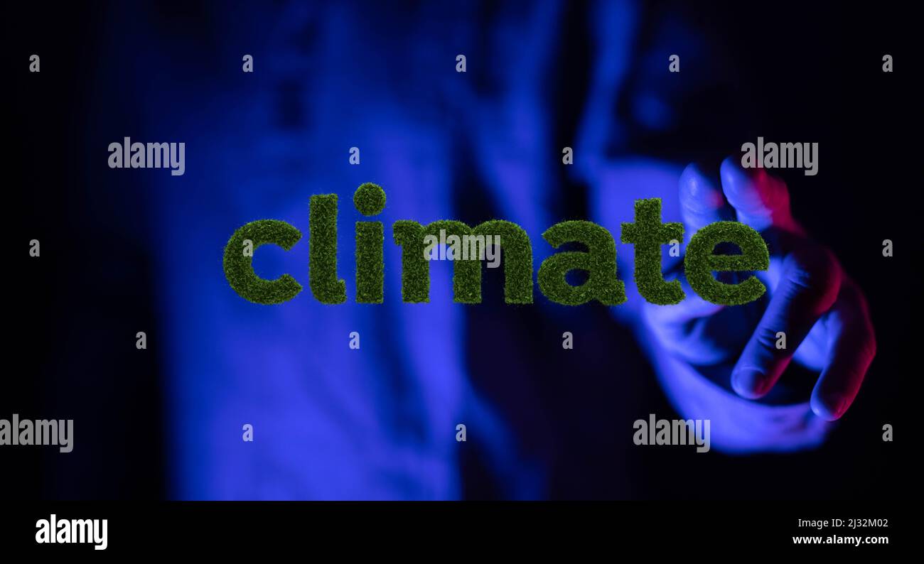A 3d rendered climate word concept in green Stock Photo - Alamy