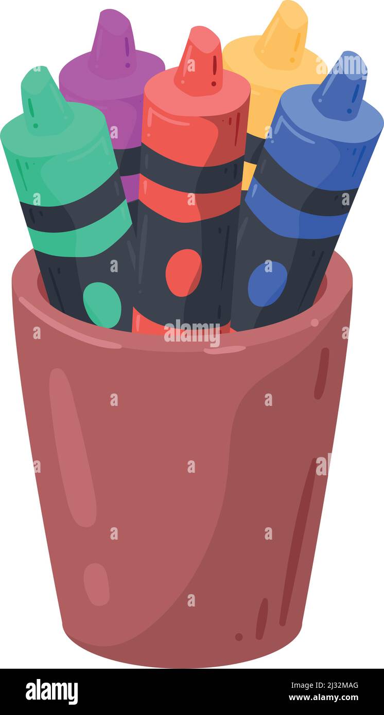 Pot of crayons Stock Vector Images - Alamy