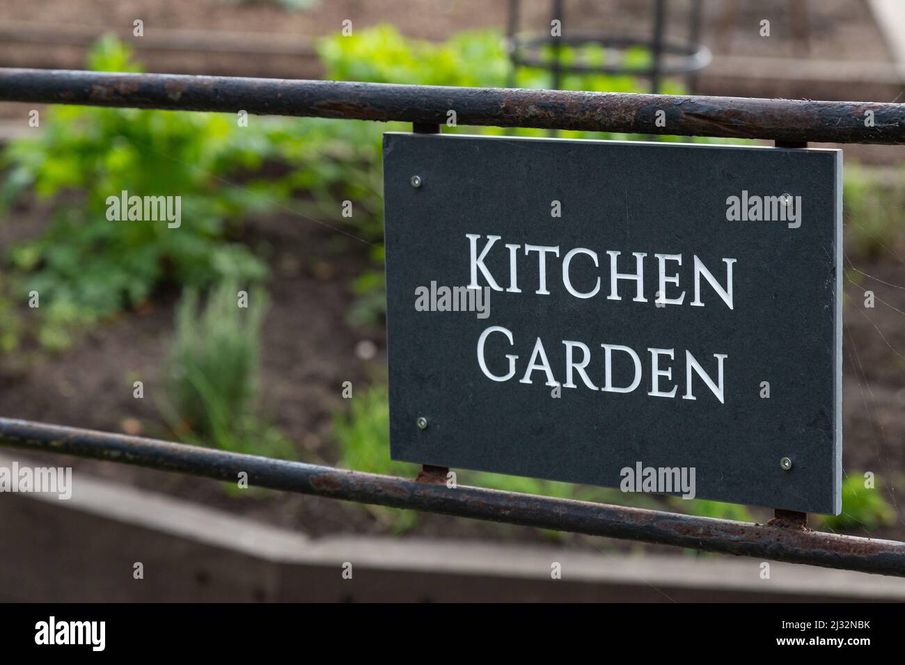 Kitchen Garden slate sign Stock Photo - Alamy