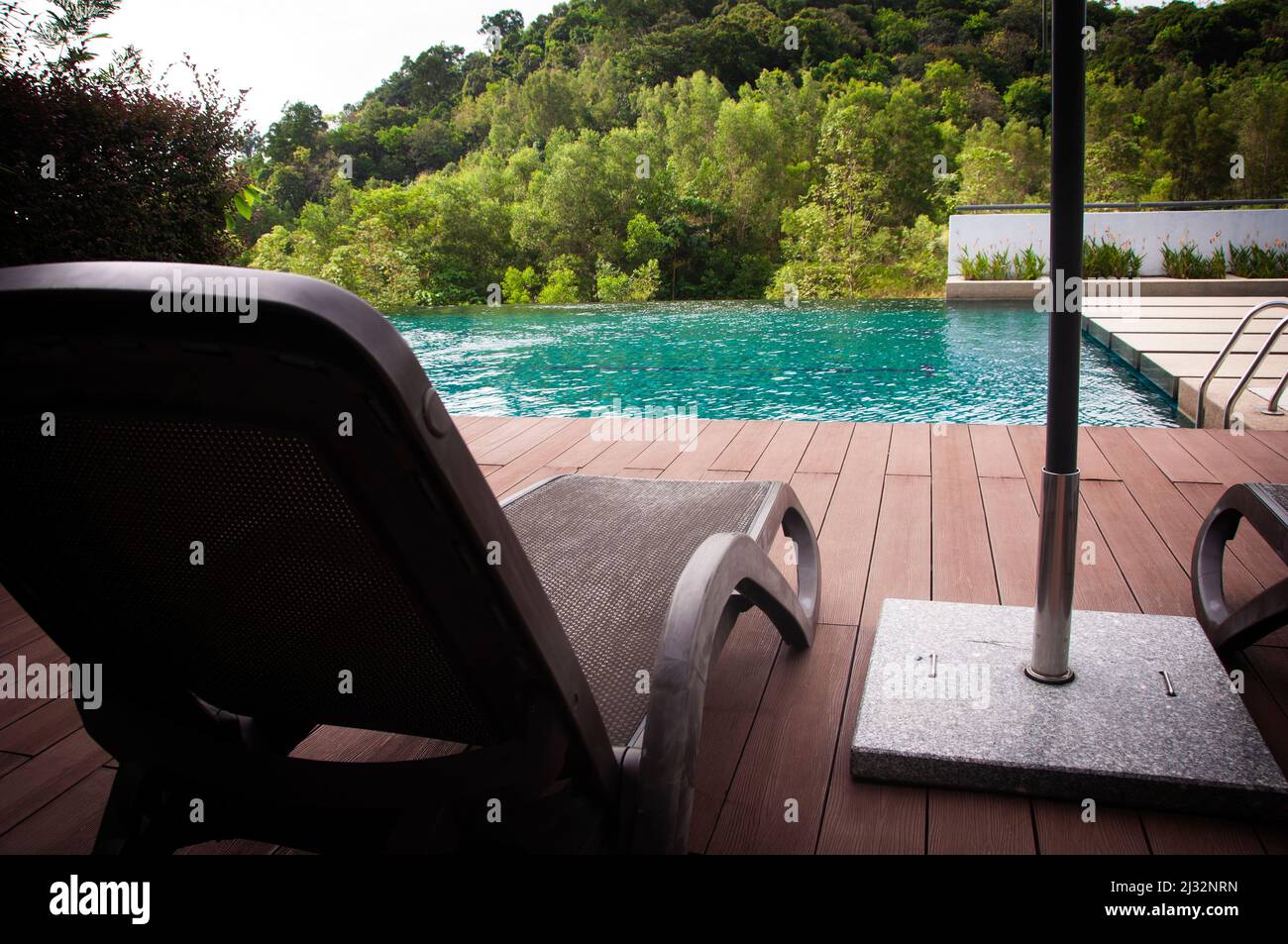 View of swimming poll with beautiful nature background. Vacation ...