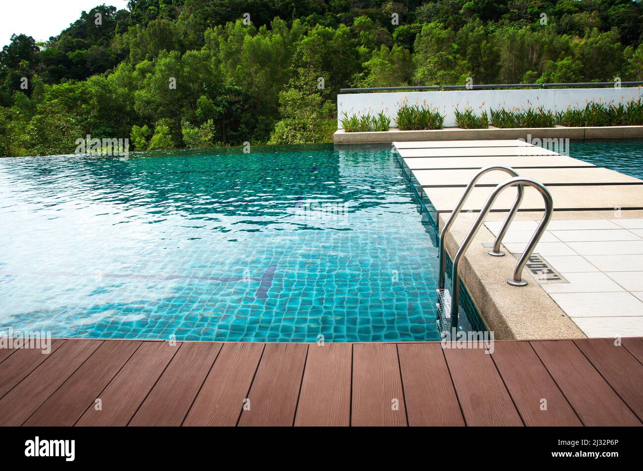 View of swimming poll with beautiful nature background. Vacation ...