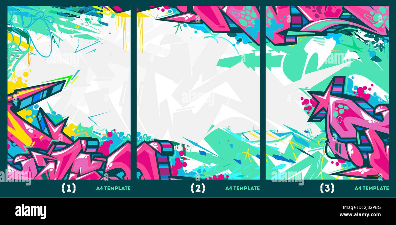 Flat Abstract Graffiti Style A4 Poster Vector Illustration Background ...