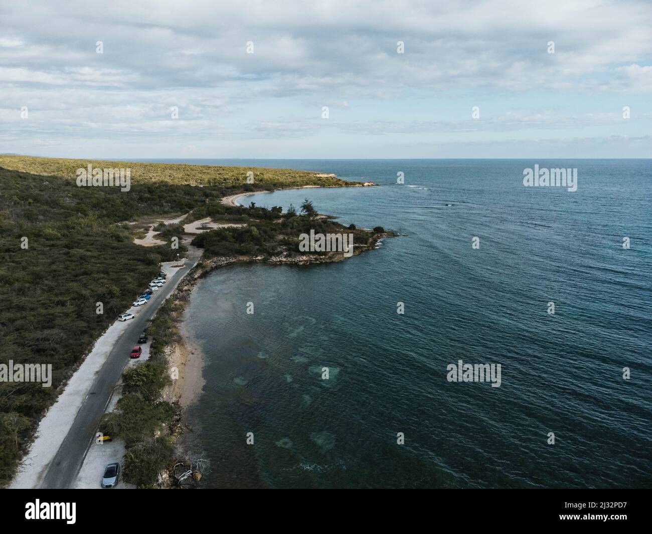 The beautiful view of the sea and the green shoreline Stock Photo - Alamy