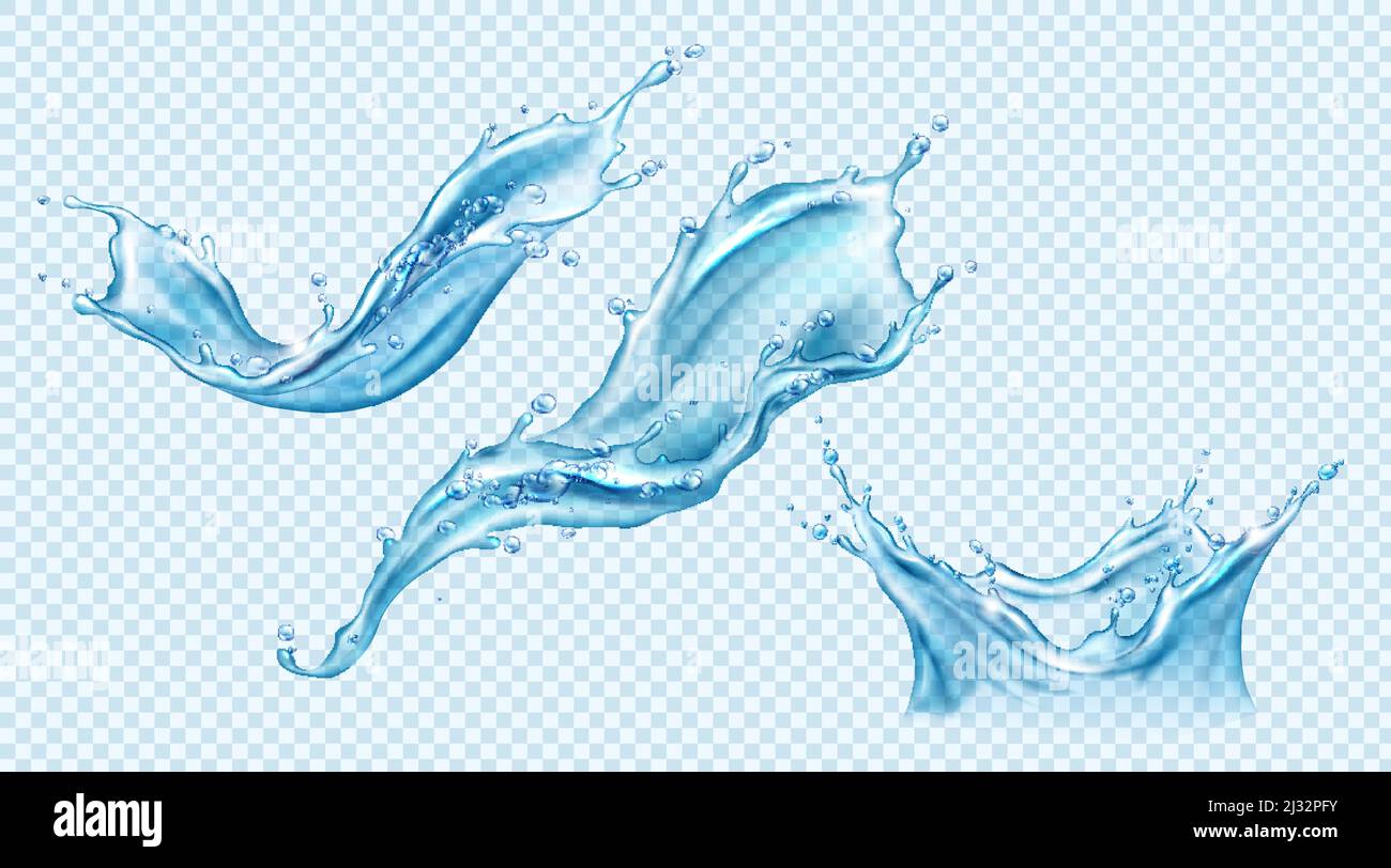 Water splash set. Aqua liquid in shape of crown and dynamic motion ...