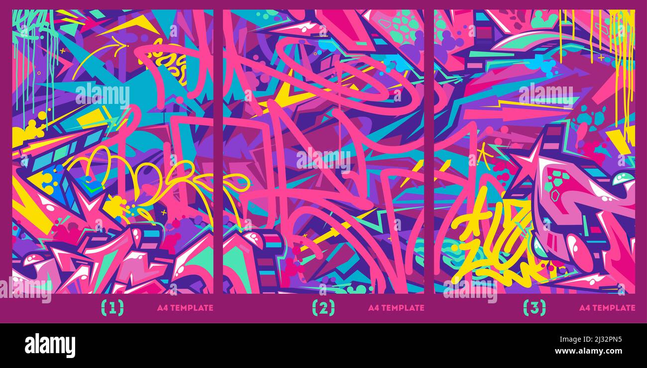 Abstract Graffiti Style A4 Poster Vector Illustration Background ...
