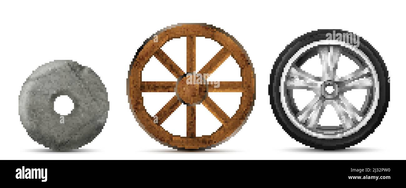 Wheels evolution from primitive stone ring, ancient wooden to modern ...
