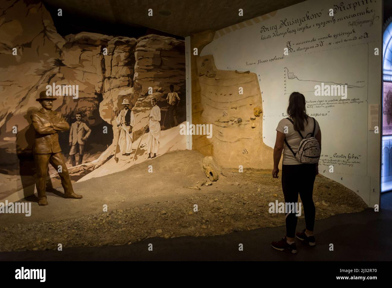 Display showing Dragutin Gorjanović-Kramberger digging the site ...