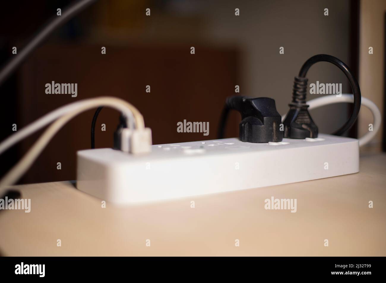 Charger. Socket for electricity. Wires in electrical network. Splitter ...