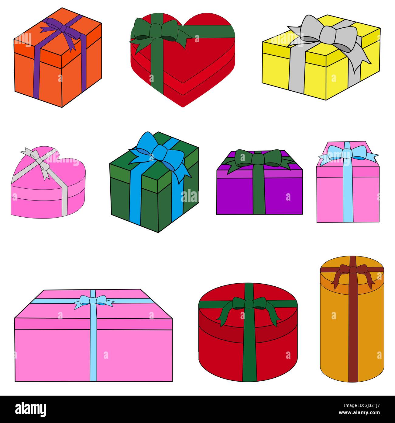 Collection of colorful gift boxes with white background Stock Photo - Alamy