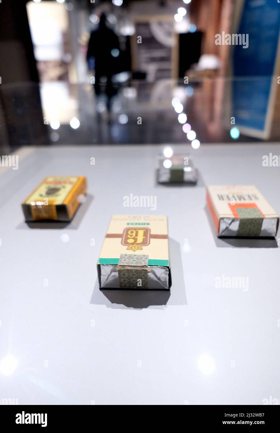 Chemnitz, Germany. 05th Apr, 2022. Cigarette packets from the GDR in a ...