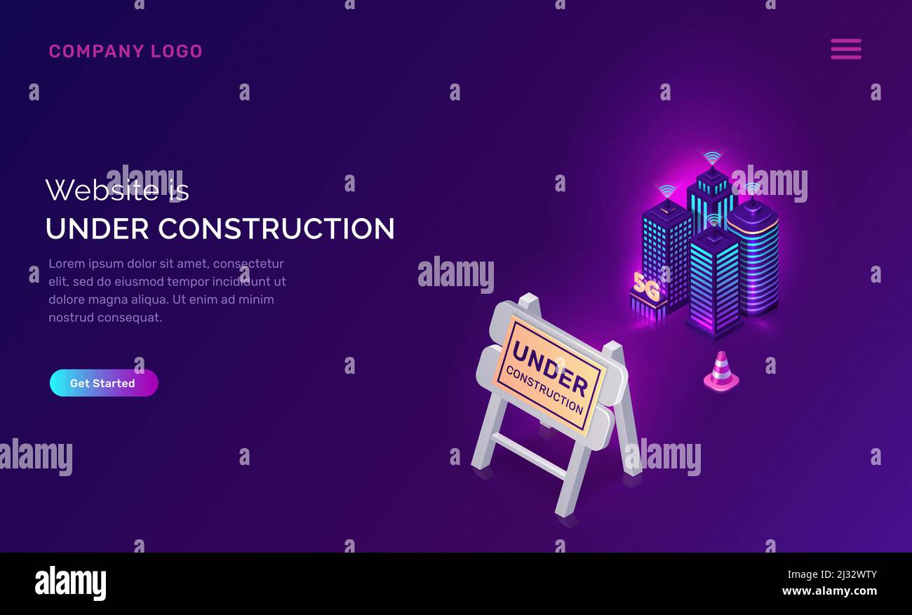 Website under construction, maintenance work or error page isometric ...