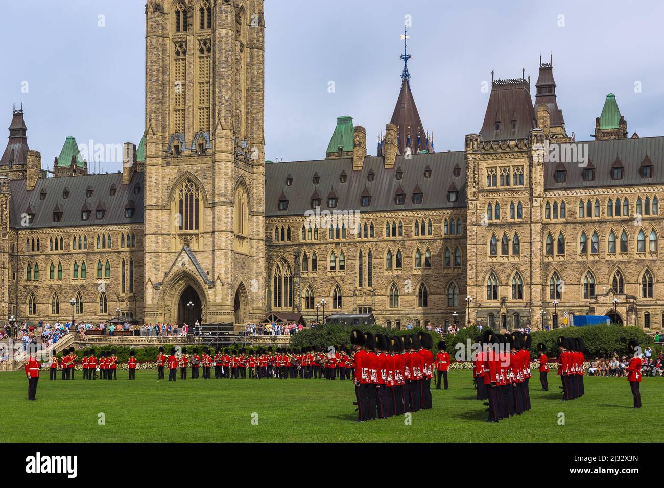 Ottawa, Parliament Hill; center block; Changing of the Guards Stock ...