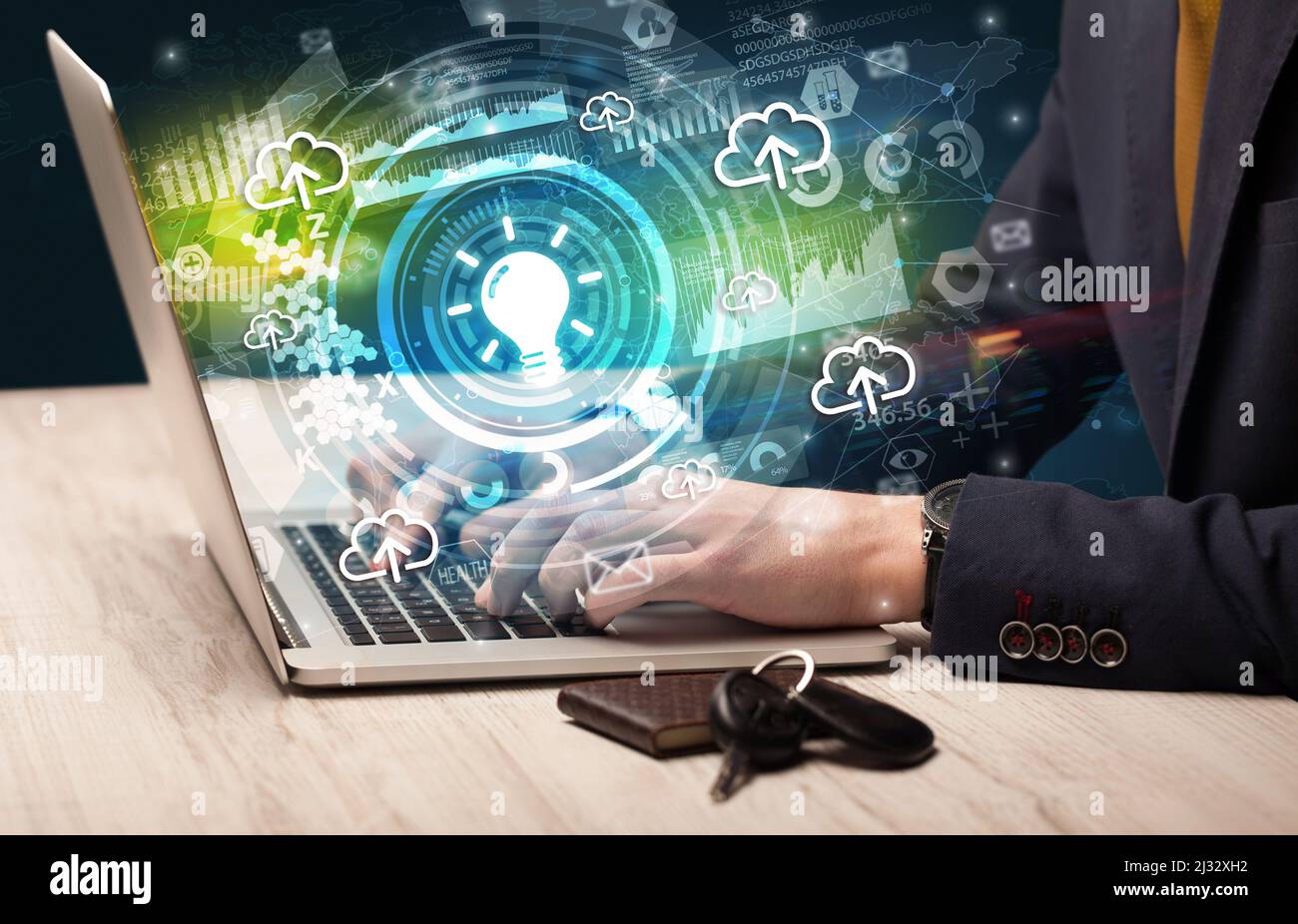 Business hand typing on a modern laptop Stock Photo - Alamy