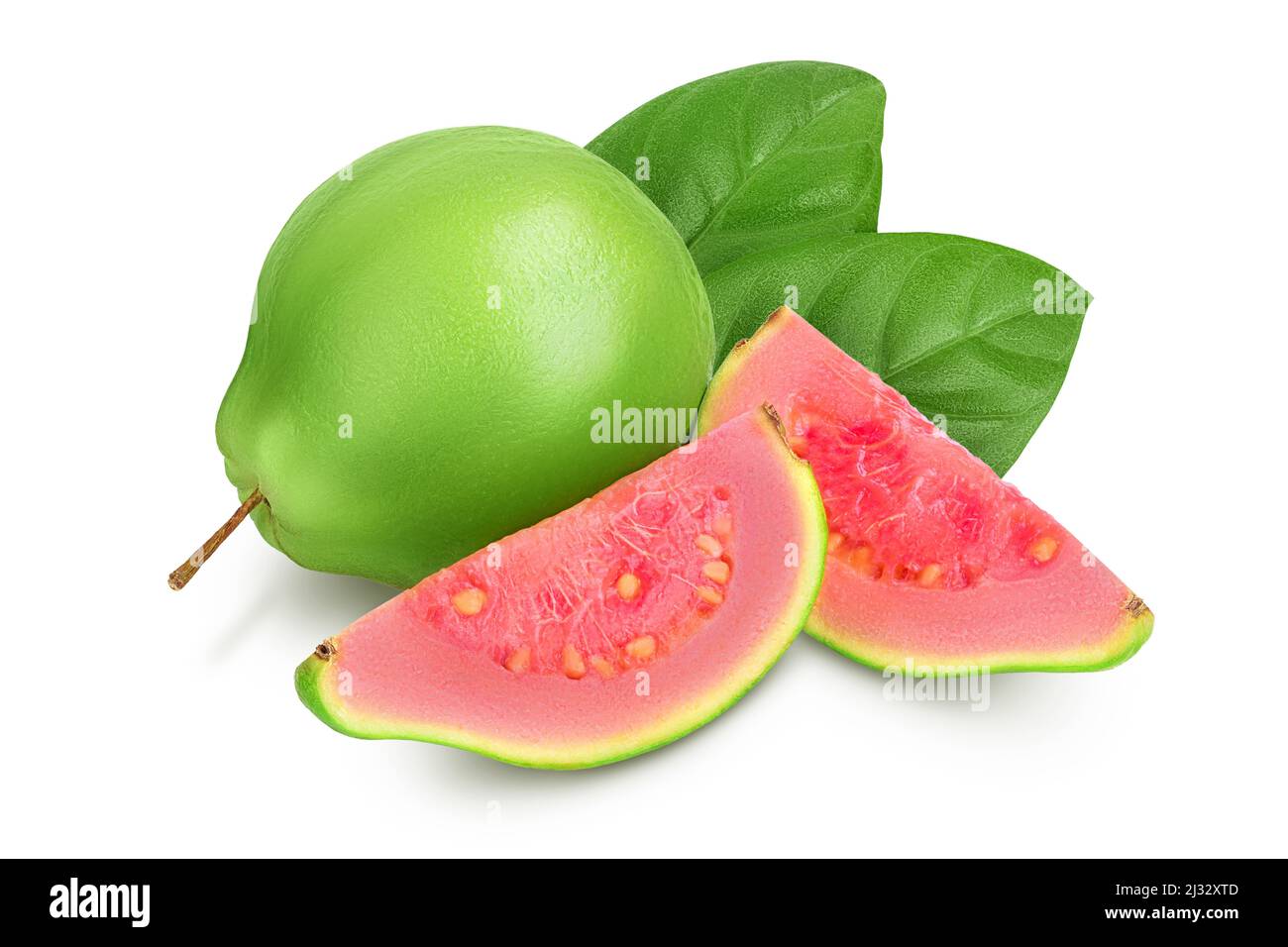 Guava fruit with slices isolated on white background with clipping path ...