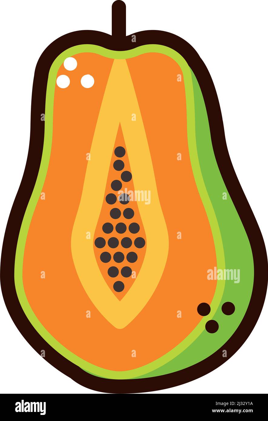half papaya fruit doodle Stock Vector Image & Art - Alamy