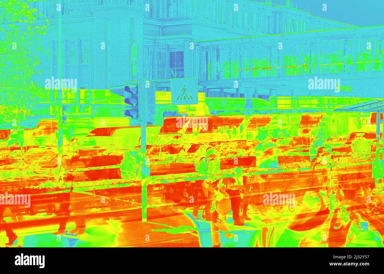 Infrared view of heavy fast moving traffic - motion infrared map Stock ...