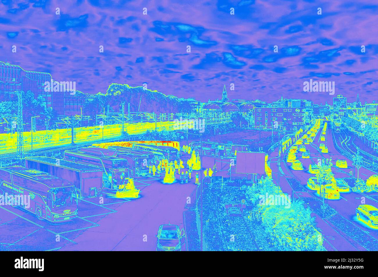 Infrared view of heavy fast moving traffic - motion infrared map Stock ...
