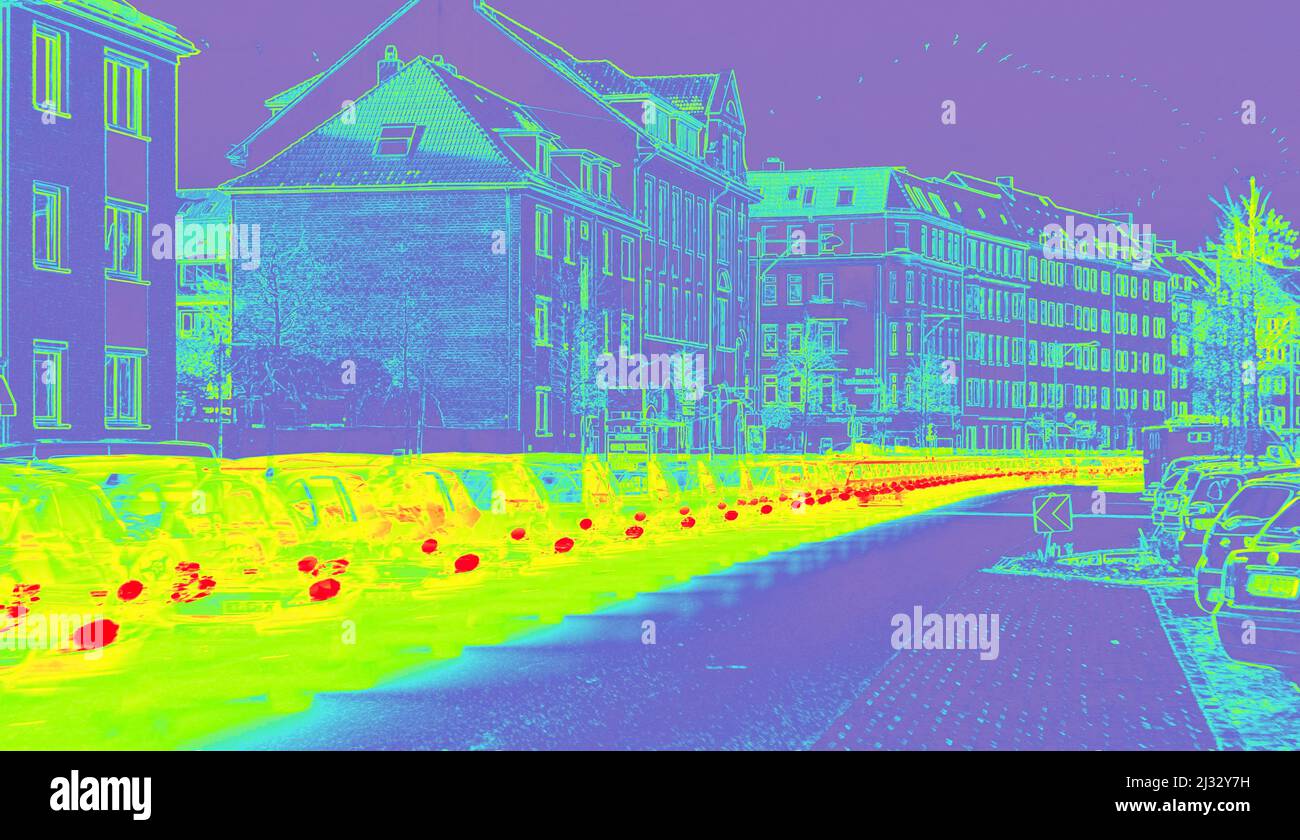 Infrared view of heavy fast moving traffic - motion infrared map Stock ...