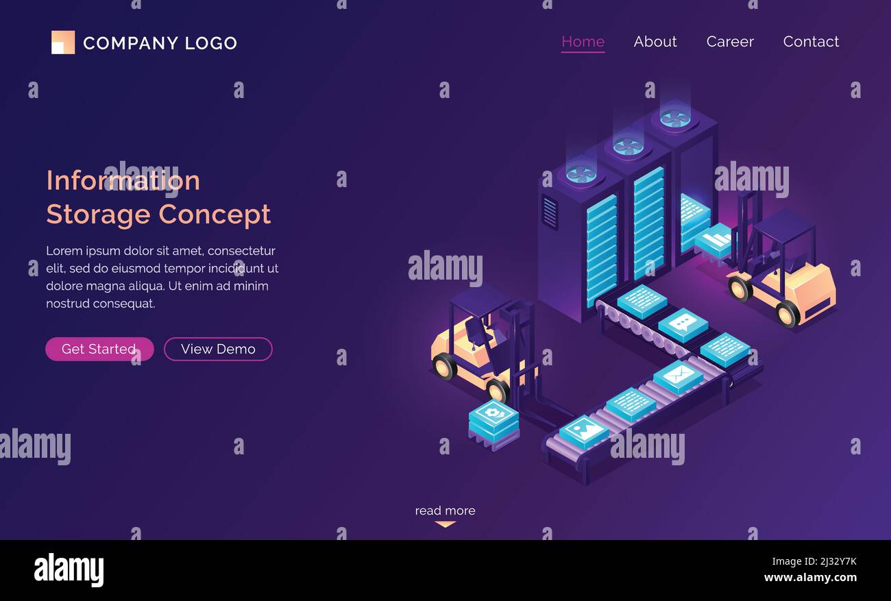 Information storage isometric concept, technology vector illustration ...