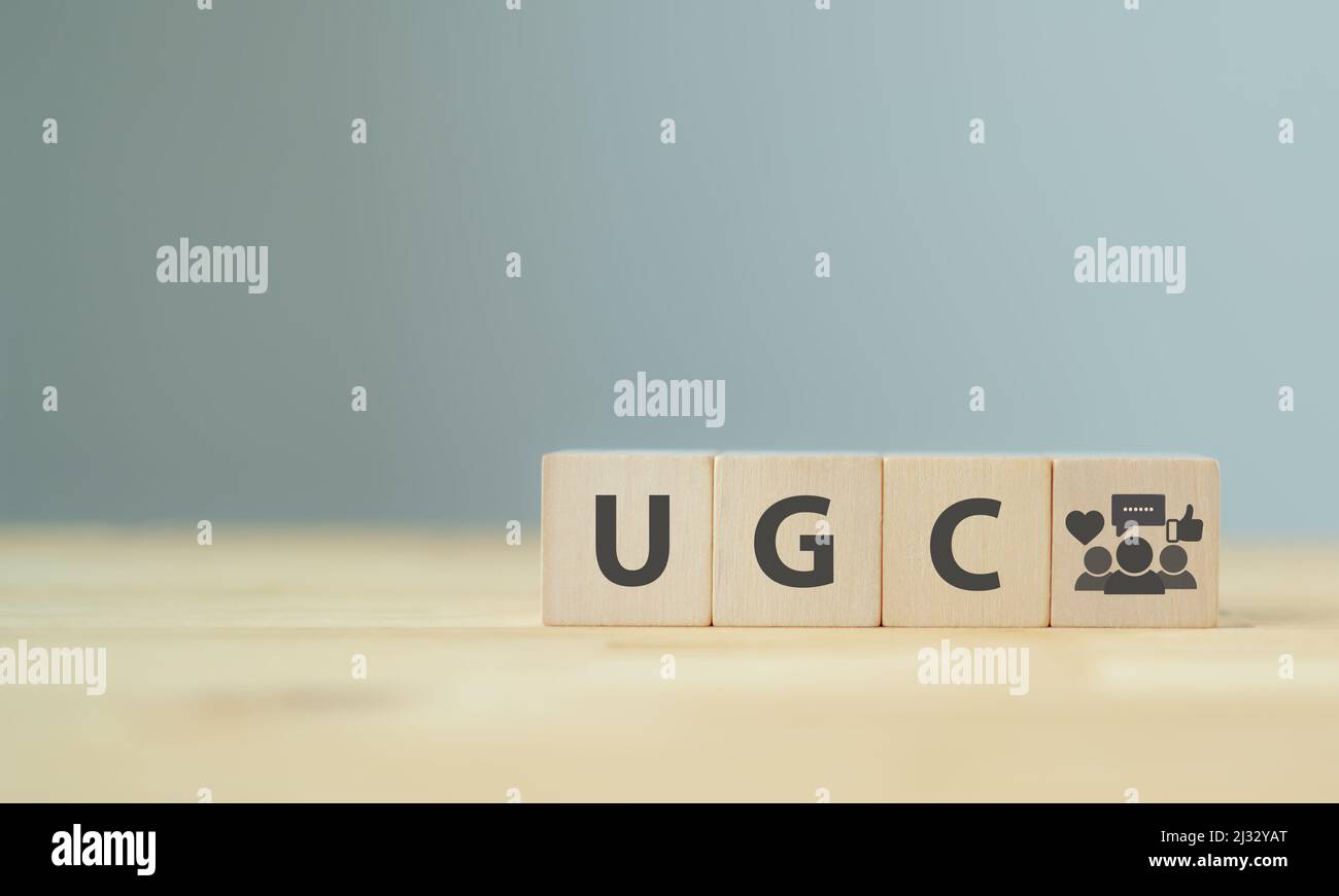 User-generated content concept.(UGC) Online marketing concept. Customer ...