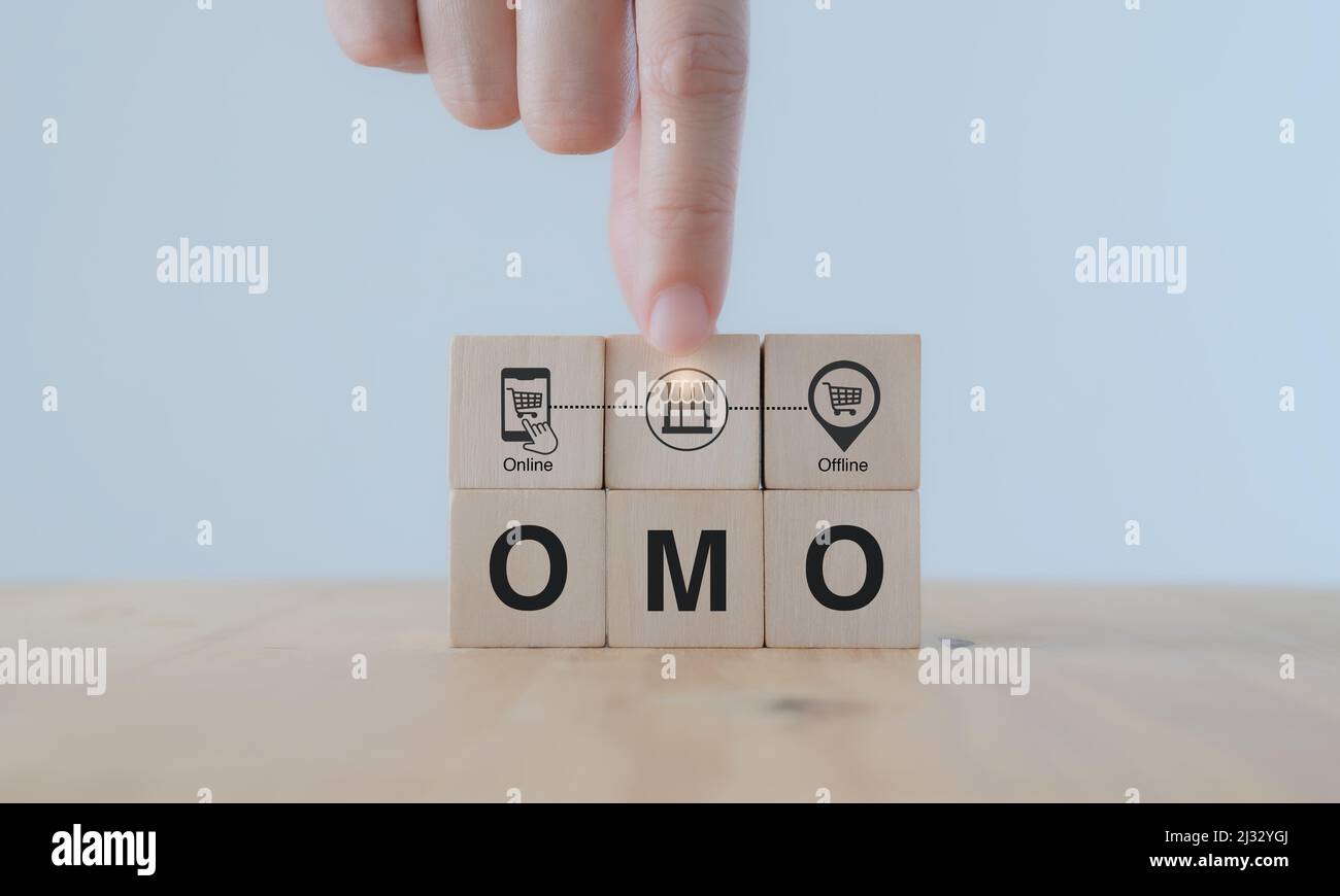 Online merge offline (OMO) concept. Borderless marketing channel ...