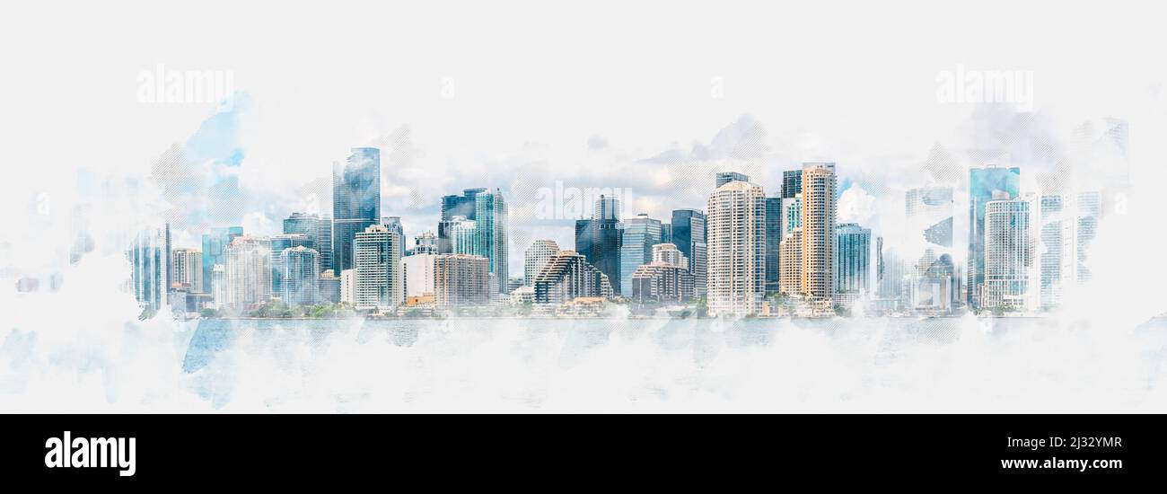 Miami skyline drawing hi-res stock photography and images - Alamy