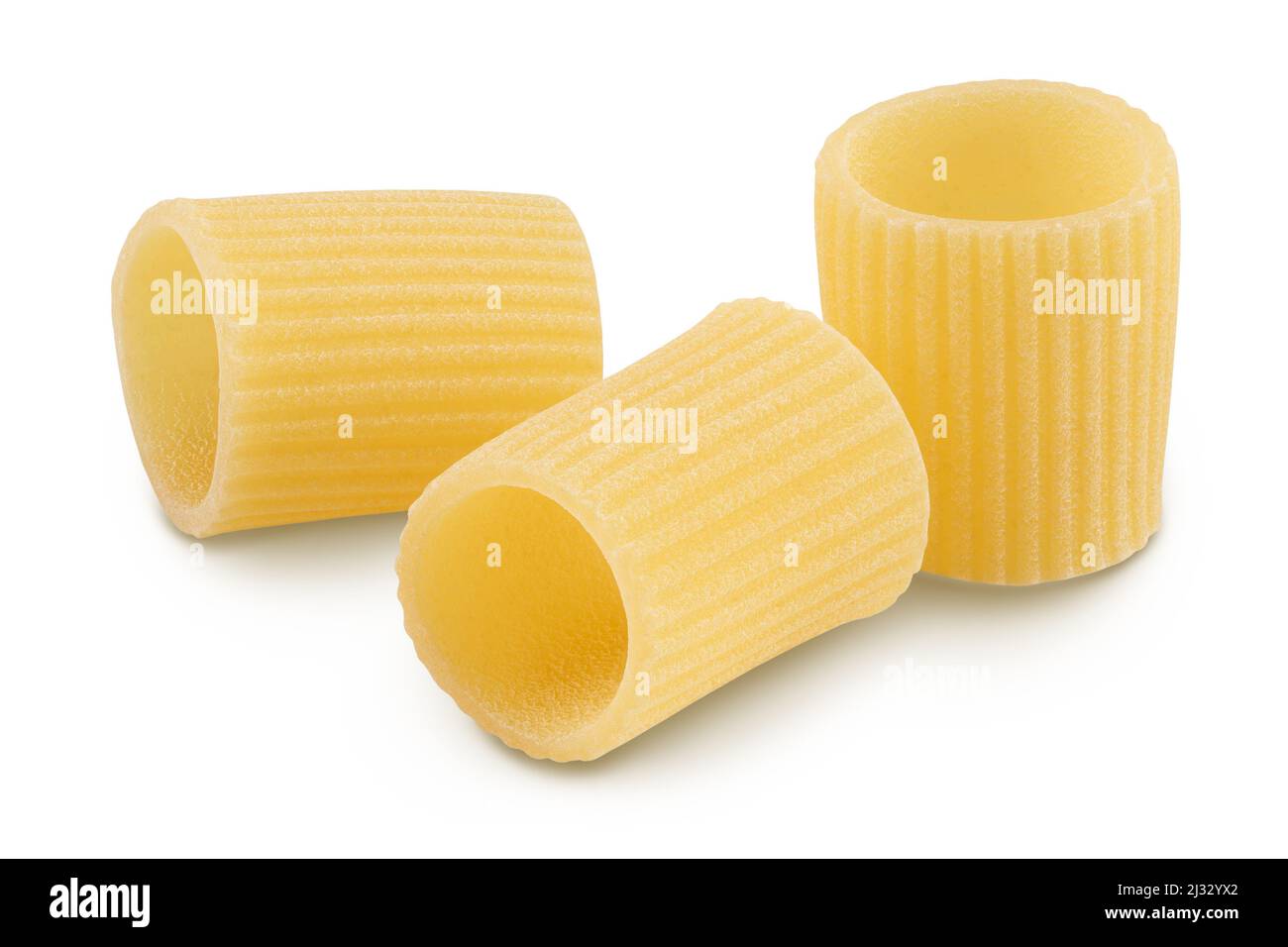 raw italian pasta in wooden bowl isolated on white background with ...