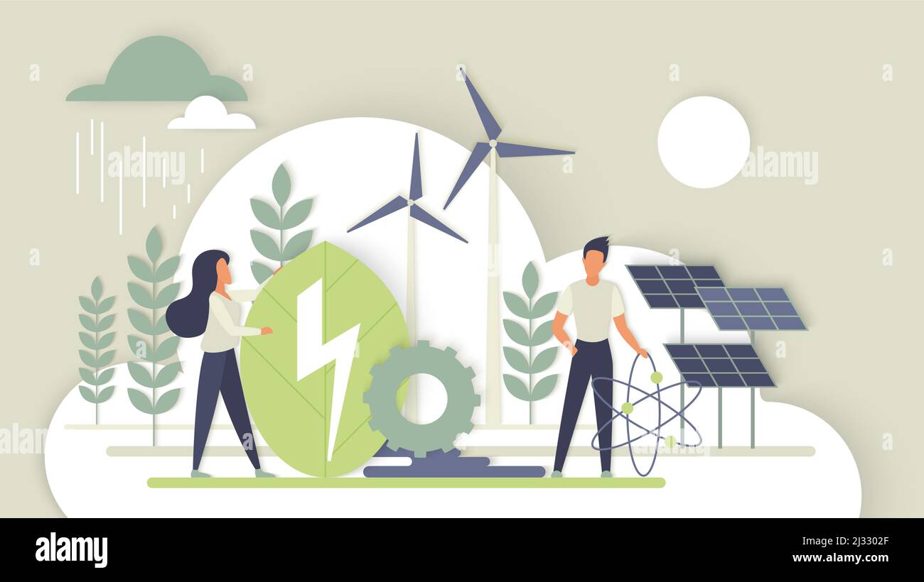 Green energy and alternative eco friendly future technology. Tiny ...