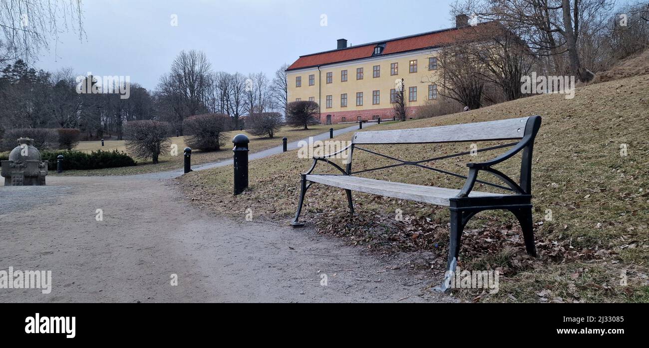 The view of Edsbergs Slott in autumn. Sollentuna, Sweden Stock Photo ...