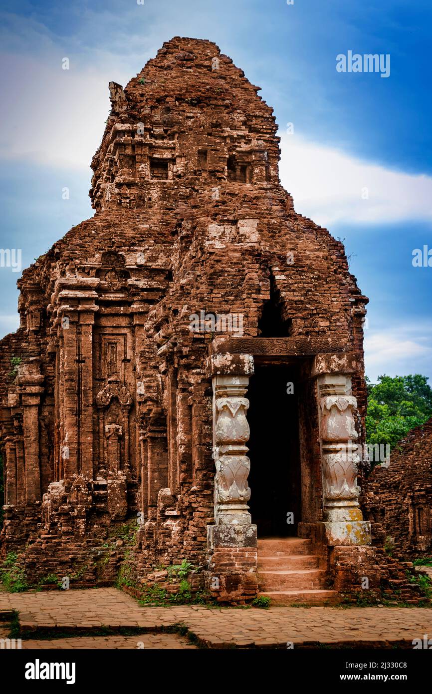 Stairway entrance to a building at My Son from the Cham civilization ...