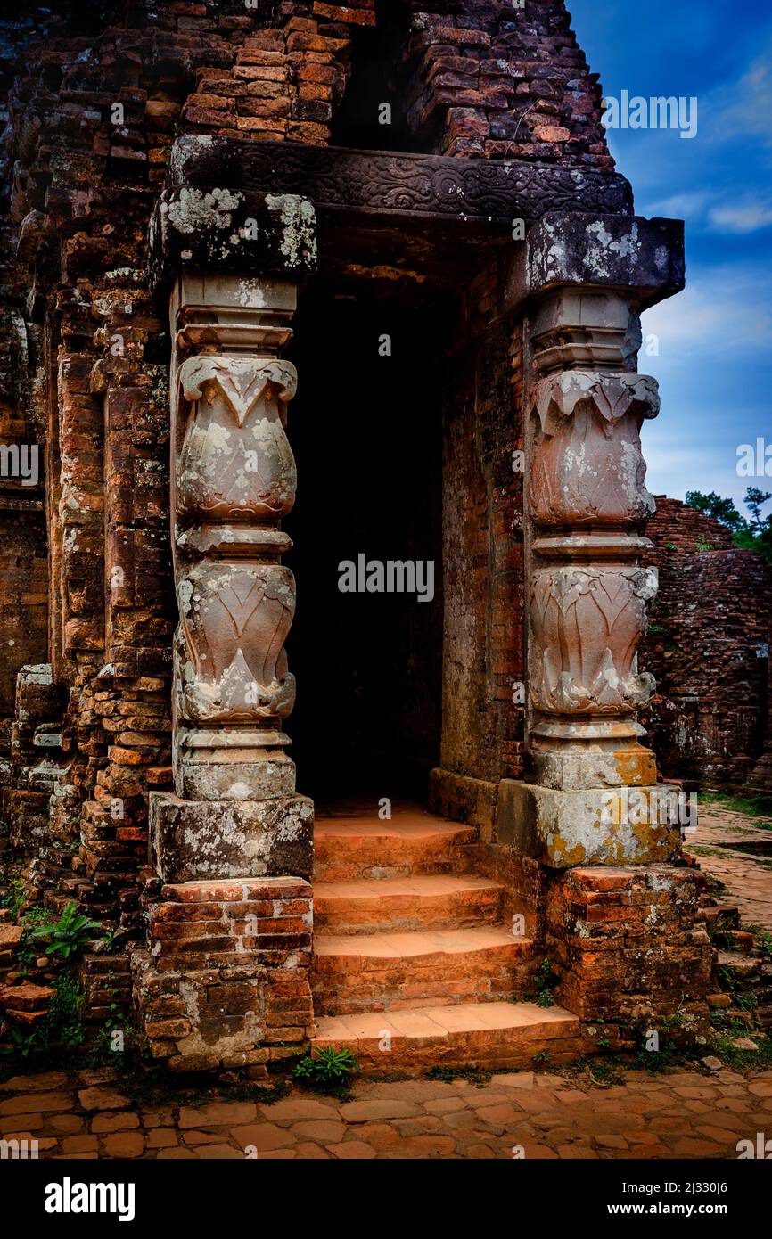 Stairway entrance to a building at My Son from the Cham civilization ...