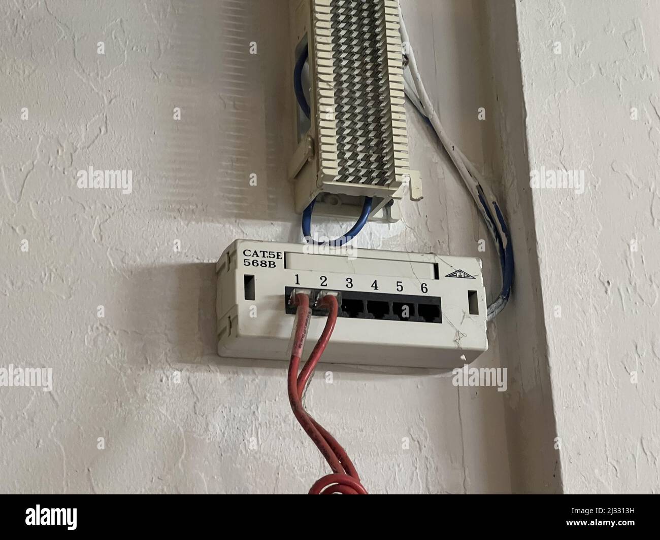 Junction box for CAT5 Ethernet cabling with cables visible, Lafayette ...