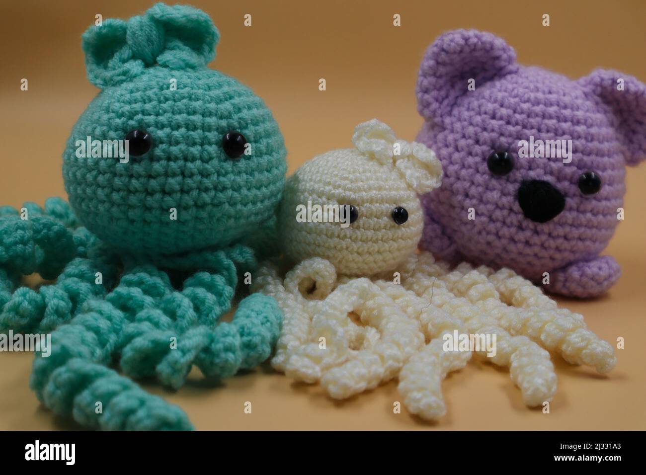 A closeup shot of animal figures made by wool Stock Photo - Alamy