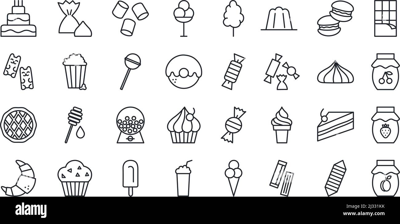 Bakery products, chocolate, candies, sweets icon set. Confectionery ...