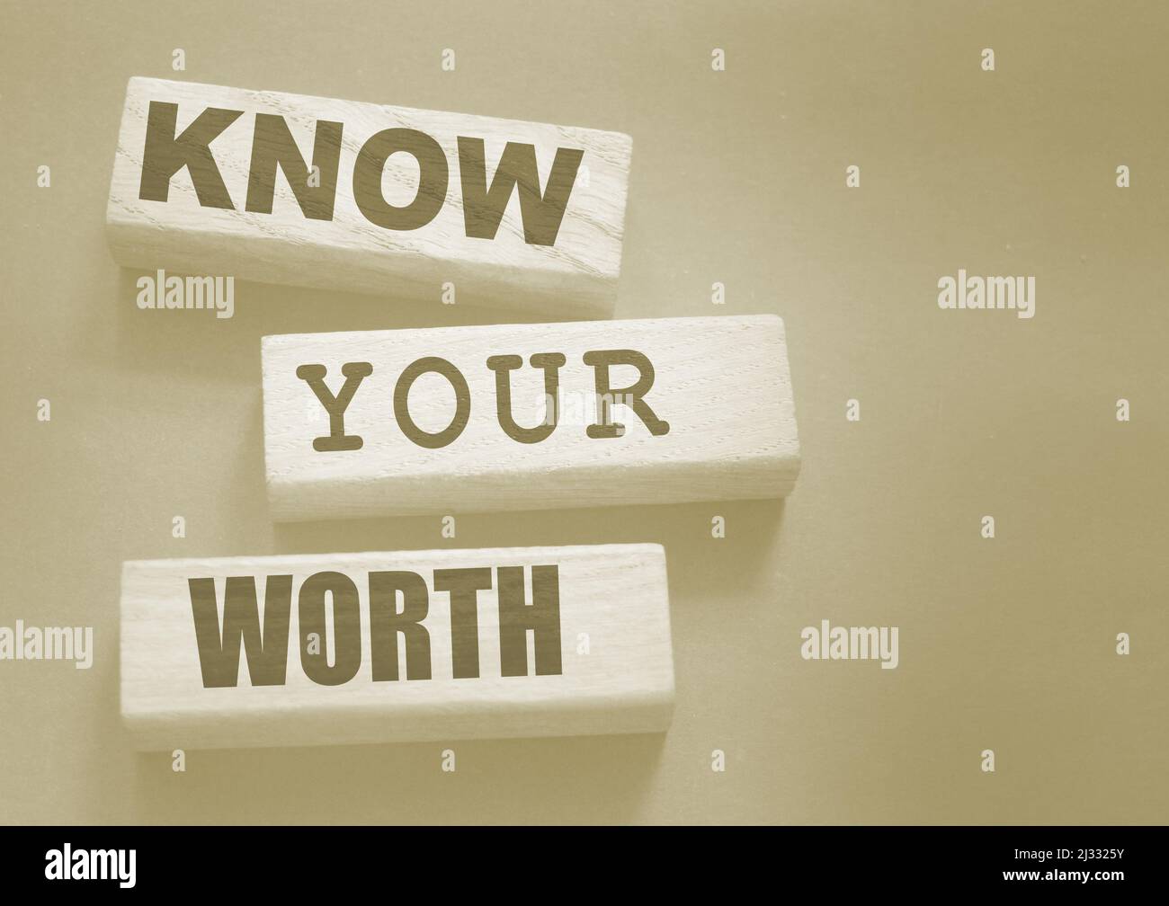 Know Your Worth on wooden blocks. Self motivation coaching HR concept ...